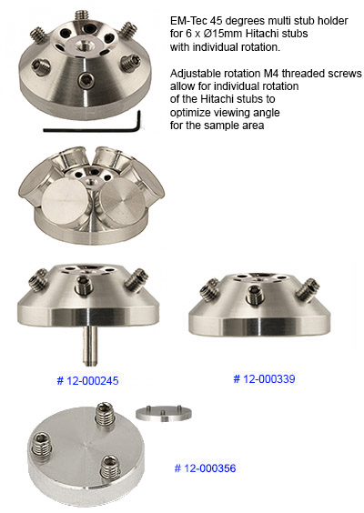 EM-Tec multiple stub holders for Hitachi cylinder SEM stubs