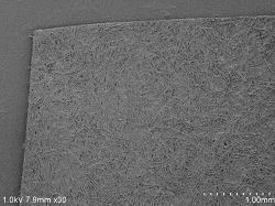 Examples of SEM Coating Fluid Bel 1 on material samples